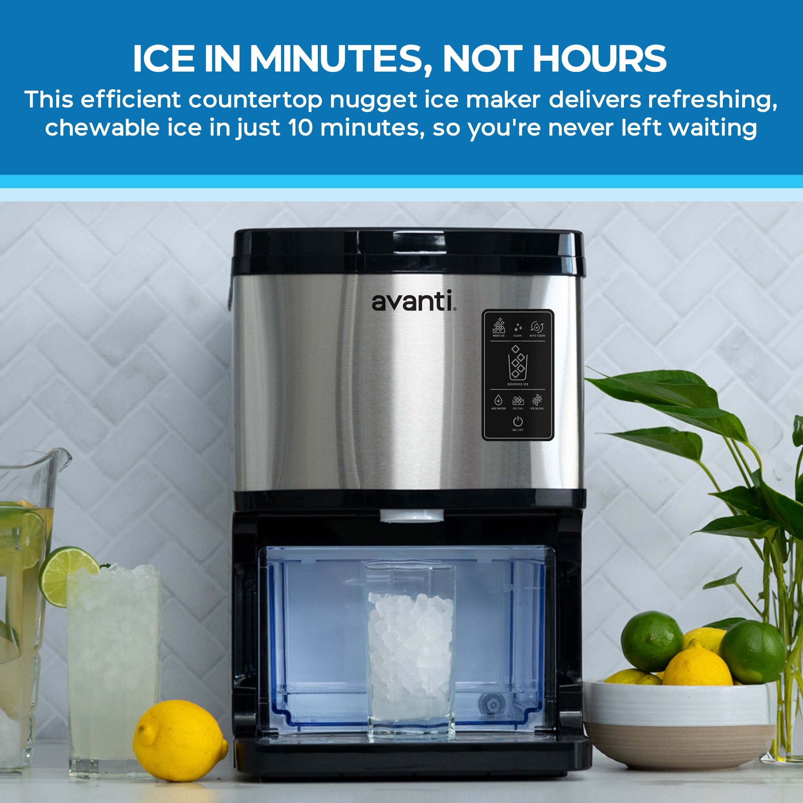 Avanti Digital Nugget Ice Maker with Dispenser, 33 lb, in Stainless ...