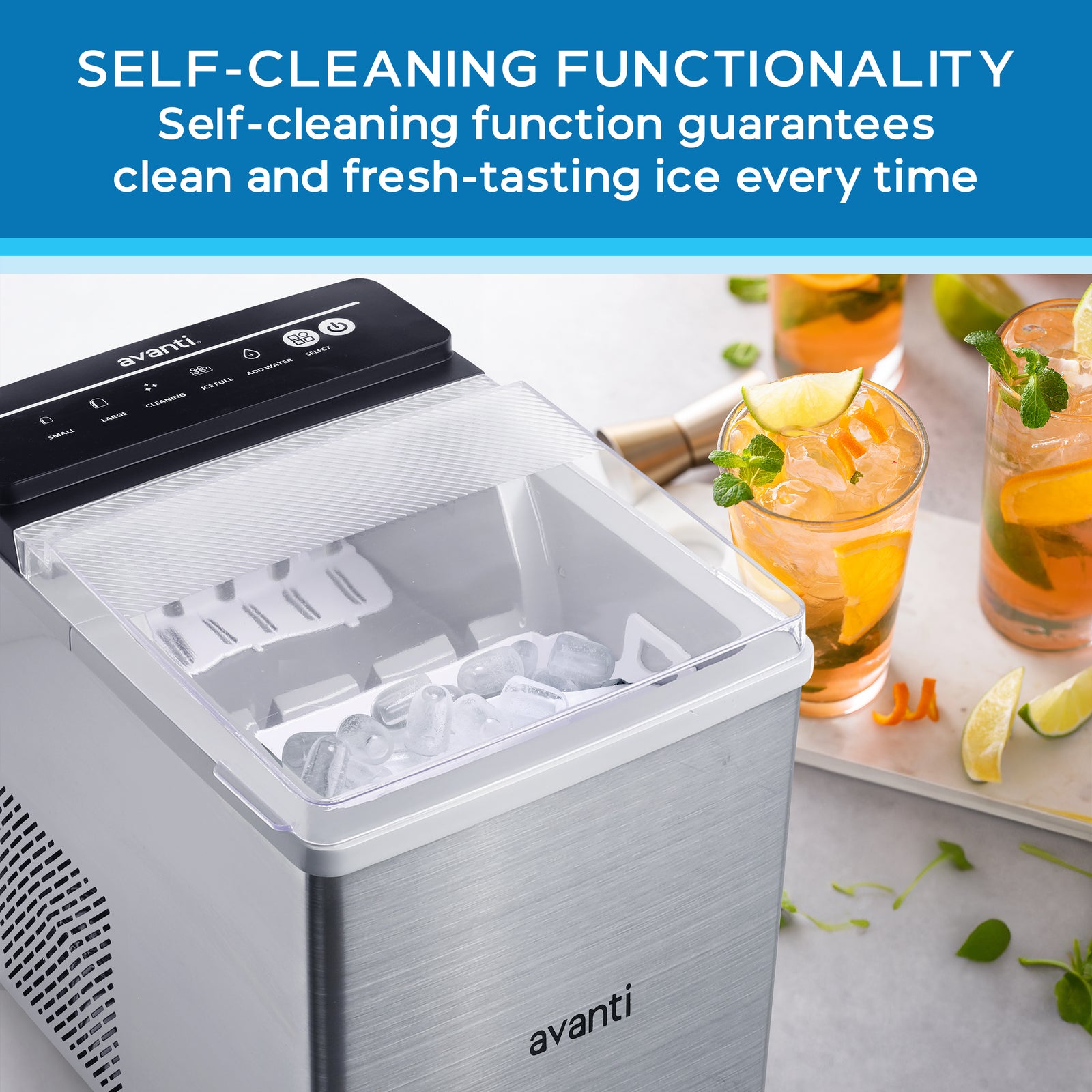 Avanti 33lb. Speedy Ice Countertop Bullet Ice Maker in Stainless Steel ...