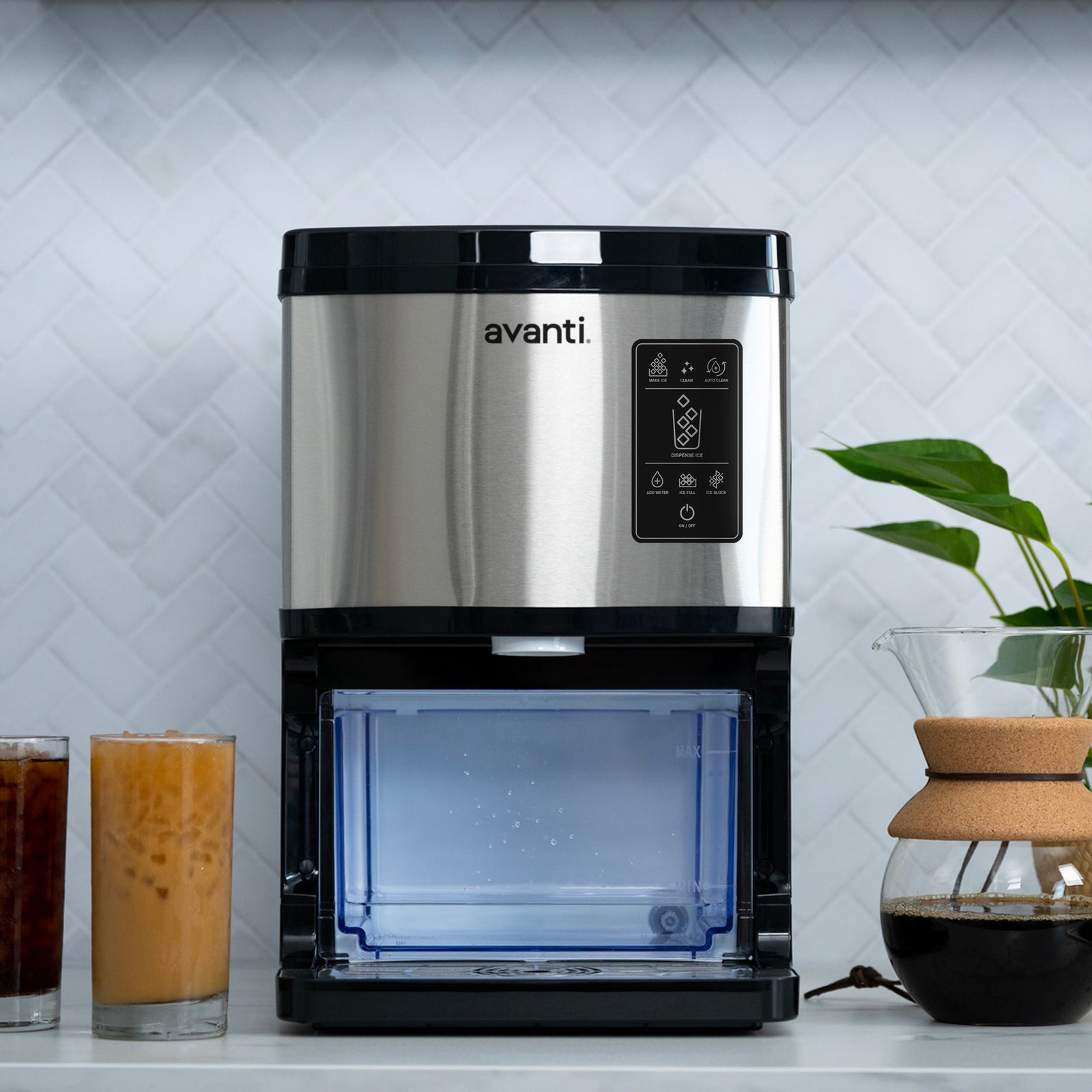 Avanti Digital Nugget Ice Maker with Dispenser, 33 lb, in Stainless Steel (NIMDTS3326S-IS)