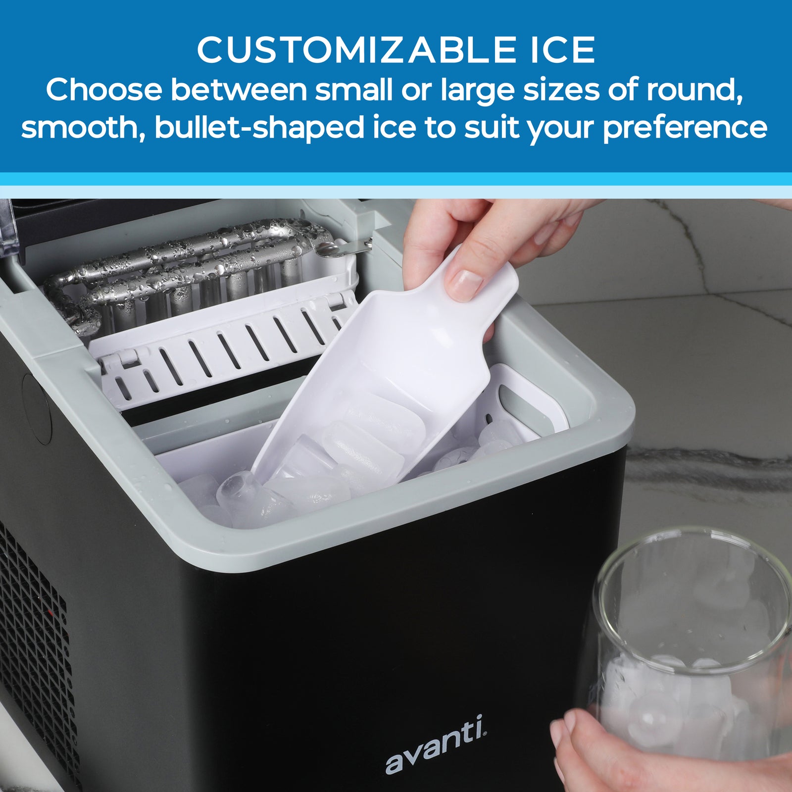 Avanti Mighty Ice 26lb. Countertop Bullet Ice Maker, in Black (AVIM2625BK)