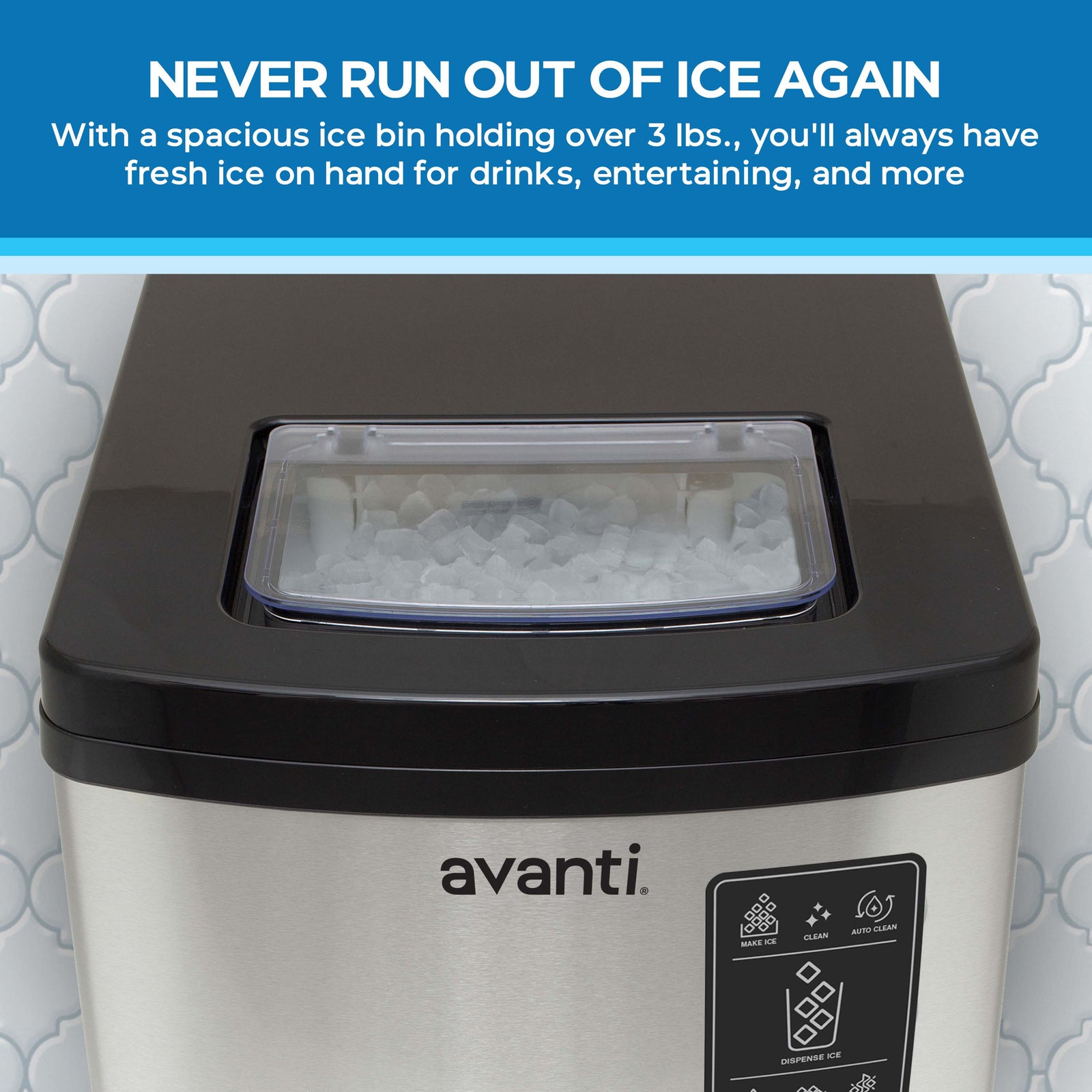 Avanti Digital Nugget Ice Maker with Dispenser, 33 lb, in Stainless Steel (NIMDTS3326S-IS)